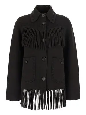 Guest In Residence Fringed Jacket With Western Leather Details For - Brown