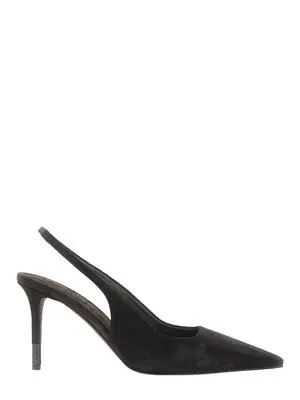 Brunello Cucinelli Brown Heeled Sandals With Monile Detail On The Heel In Suede For - Multicolor
