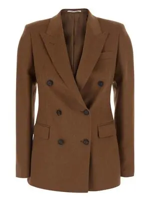 Tagliatore Parigi' Double-breasted Jacket With Peak Revers In Velvet For - Brown