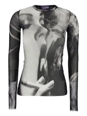 JEAN PAUL GAULTIER Long Sleeve Top Smoking In Black And White - Multicolor