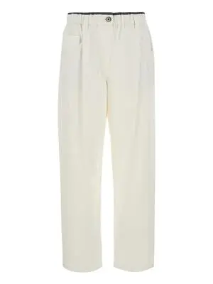Brunello Cucinelli Brunello Cucinelli Women White Pants With Pleats And Patch Pockets On The Back In Cotton For Women Multicolor