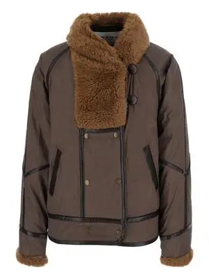 Isabel Marant Étoile Jacket Olinka-gc With High Collar And Long Sleeves In Tech Fabric Brown - Multicolor
