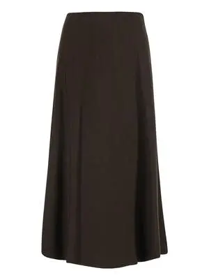 BRUNELLO CUCINELLI Brunello Cucinelli Women Brown A-Line Midi Skirt In Wool Blend For Women