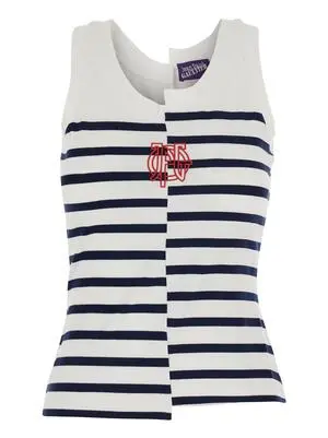 JEAN PAUL GAULTIER Asymmetrical Top In Stretch Cotton With Logo Detail - Multicolor