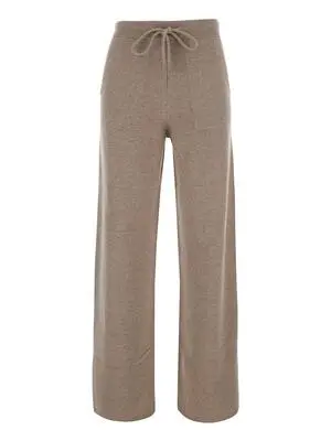 Max Mara Fiabe' Beige Trousers With Pockets And Elasticated Waist In Cashmere - Cream