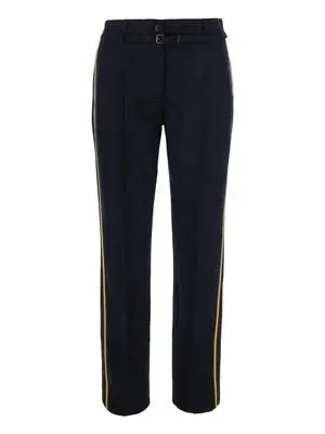 DRIES VAN NOTEN Dries Van Noten Women 'Persy' Blue Pants With Vertical Details And Belt With Buckle In Wool For Women