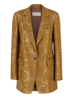 Dries Van Noten Blanchet Jacket With Classic Collar And Long Sleeves In Tech Fabric Metallic - Multicolor