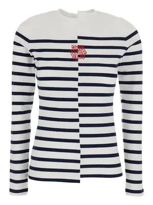JEAN PAUL GAULTIER Jean Paul Gaultier Women White T-Shirt With Long Sleeves And Logo Details In Cotton Multicolor