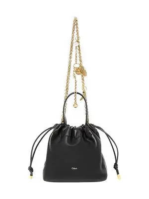 CHLOÉ Chloé Women Black Handbag With Chain Shoulder Strap And Logo Charm In Leather For Women