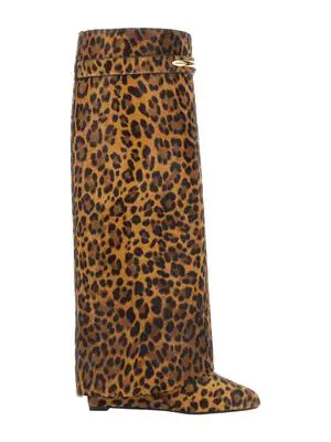 GIVENCHY Givenchy Women 'Shark Pinch' Brown Boots With Side Strap And Leopard Motif In Leather For Women