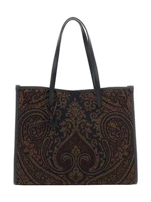Etro Lovetrotter' Tote Bag With Jacquard Motif In Denim For - Brown