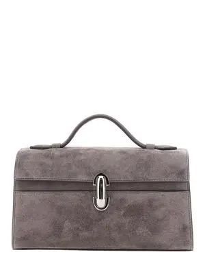 Savette Symmetry Clutch In Suede With Elegant Details In Suede For - Brown
