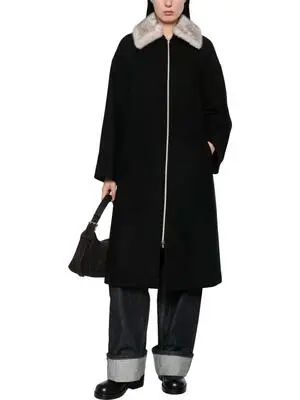 Herno Faux-fur Collar Zip-up Coat Black