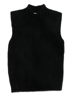 AROVESCIO Brushed-finish Sleeveless Sweater - Black