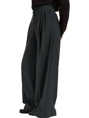 Max Mara Adelf Pleated Wide-leg Trousers - Grey