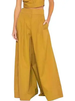 JBQ Logan Pleated Palazzo Pants Yellow