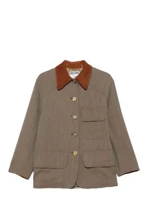 Moschino 1990s Herringbone Button-up Jacket - Brown