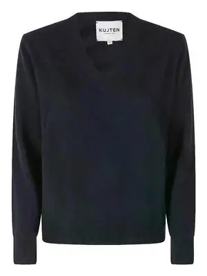 KUJTEN Lita V-neck Cashmere Sweater - Blue