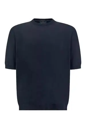 Paul & Shark 140's Fine-knit Wool T-shirt - Blue