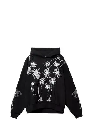ONLY THE BLIND Palm-tree Embroidered Hoodie - Black