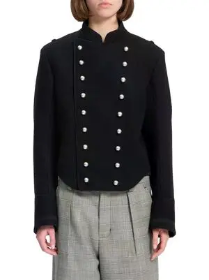 ANN DEMEULEMEESTER Double-breasted Cropped Jacket - Black