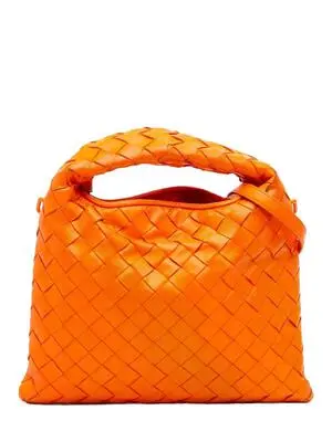 Bottega Veneta 2012-2026 Mini Calfskin Intrecciato Hop Satchel - Orange