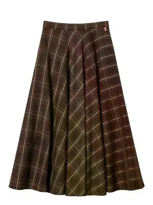 TWINSET Myfo Checked Flannel Midi Skirt - Brown