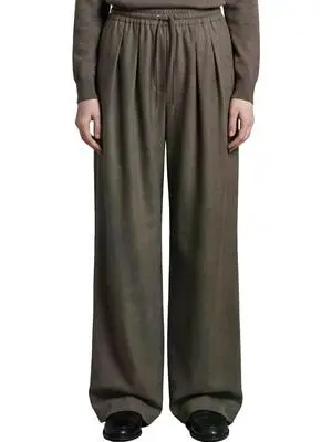 THE FRANKIE SHOP Finn Pleated Trousers Brown