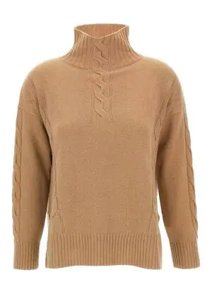 KANGRA Cable-knit High-neck Sweater Neutrals