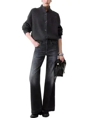 Liu Jo Wool Cardigan With Embroidery - Grey