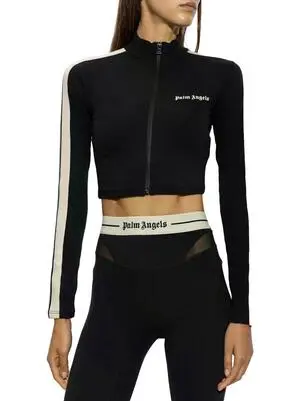 Palm Angels Logo-print Cropped Sweatshirt - Black