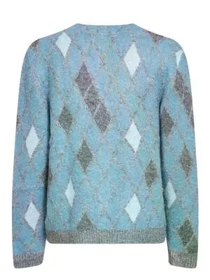 Nn07 Chris Argyle-knit Button-up Cardigan - Blue
