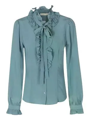 Ulla Johnson Catroux Ruffled Silk Blouse - Blue