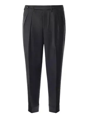 MICHAEL COAL Pleated-detail Turn-up Trousers - Grey