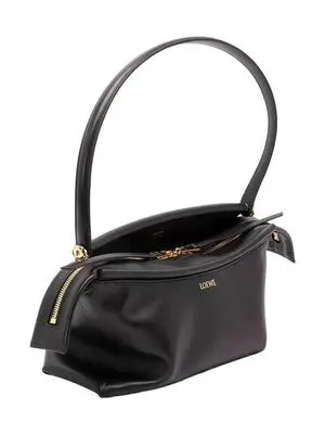 Loewe Small Whisker Logo-print Leather Shoulder Bag - Black