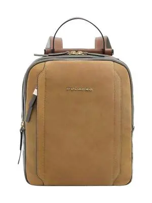 PIQUADRO Suede Leather Backpack - Neutrals