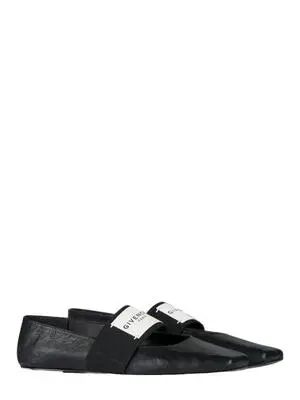 Givenchy Sliced Square Ballerinas In Textured-effect Leather - Black
