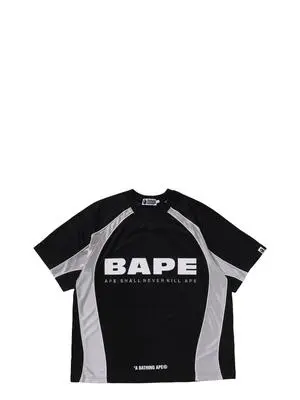 A BATHING APE Solid Camo Jacquard Multilogo Relaxed Fit Football Jersey - Black