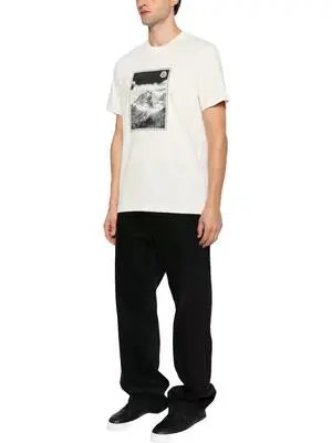 Moncler Mountain-print T-shirt - Neutrals