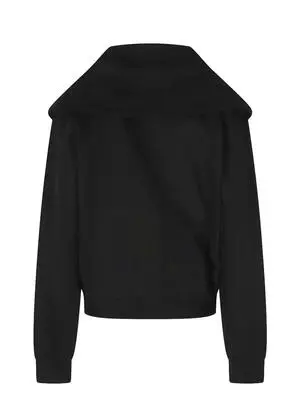 7 For All Mankind Oversized-collar Zip-up Hoodie - Black