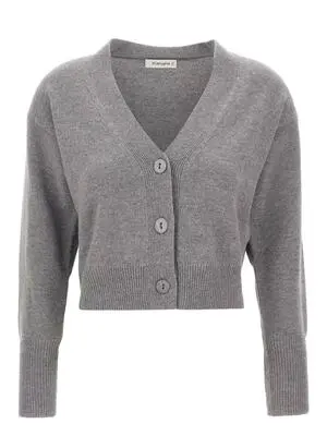 KANGRA V-neck Cropped Cardigan Grey