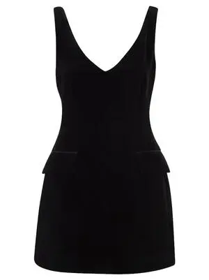 Sportmax Tefrite V-neck Flap-pocket Mini Dress - Black