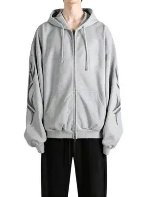 Vetements Graphic-print Zip-up Hoodie - Grey