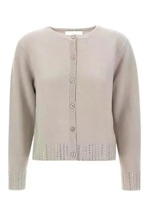 KAOS Rhinestone-embellished Wool Cardigan - Neutrals