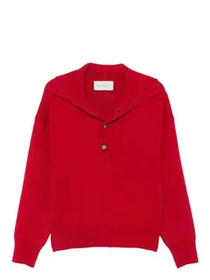 AMI Paris Ami De Coeur Button-neck Sweater Red