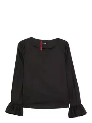 SUSANNE BOMMER Ruffle-cuff Boat-neck Shirt - Black