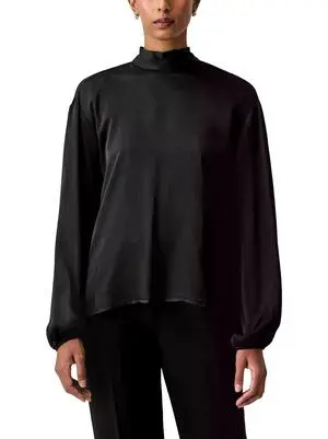 VICOLO Cowl-back Tie-neck Blouse - Black