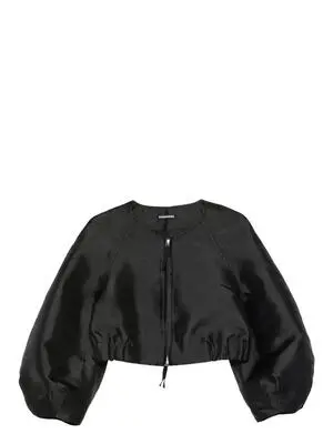 SUSANNE BOMMER Ruffled-collar Cropped Blouson Jacket - Black