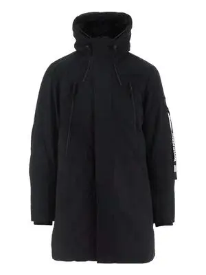 OUTHERE Woven Peach Hooded Coat - Black