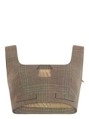 Moschino Houndstooth-pattern Crop Top - Brown